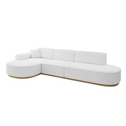 ECKSOFA Ottomane Links MARI-L2-v2 - 328x171x83 cm Wei&szlig; Boucl&eacute;