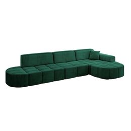 ECKSOFA Ottomane Rechts LIVO-L2 - 337x173x79,5 cm Dunkelgr&uuml;n
