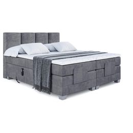 BOXSPRINGBETT elektrisch verstellbar mit 2 Matratzen H4/Taschenfederung ROKS EL 180 x 200 Dunkelgrau