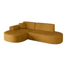 ECKSOFA Ottomane Links MARI-L1 - 243x171x79 cm Senfgelb Cord