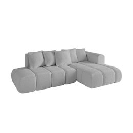 ECKSOFA Ottomane Rechts CLOUD-L-v1 280x185x90 Hellgrau Boucl&eacute;
