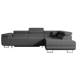ECKSOFA mit Schlaffunktion und Bettkasten GUSA-L 272x202x107 cm Grau Boucl&eacute;