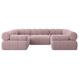 WOHNLANDSCHAFT modulares Sofa Birno-U1 - 285x190x70 cm Rosa Cord