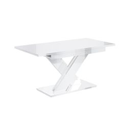 ESSTISCH ausziehbar 140 -180x80x75 cm - Wei&szlig; Hochglanz - RONX