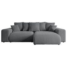 ECKSOFA Ottomane rechts ESKAR-L 266x176x72 Dunkelgrau Cord