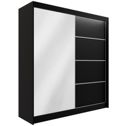 KLEIDERSCHRANK PAOKI mit LED - 200 cm - Schwarz