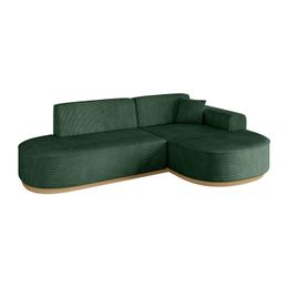 ECKSOFA Ottomane Rechts MARI-L1-v2 - 243x171x83 cm Gr&uuml;n Cord