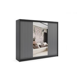 KLEIDERSCHRANK VILAN mit Spiegel - 250 cm - Schwarz
