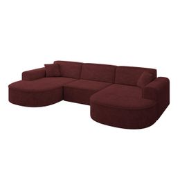 WOHNLANDSCHAFT MARI-U1 - 303x171x79 cm Bordeaux Velours