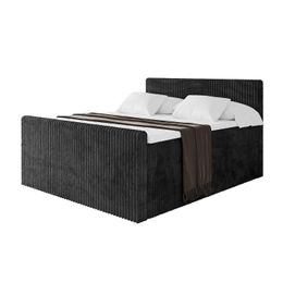 BOXSPRINGBETT mit Matratze H3|H4 und Lattenrost - TOLO-Z KING 160x200 Cord - Schwarz