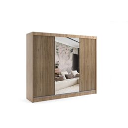 KLEIDERSCHRANK VILAN mit Spiegel/LED - 250 cm - Sonoma Eiche|Eichefarben