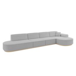 ECKSOFA Ottomane Rechts MARI-L3-v1 - 413x171x83 cm Hellgrau Boucl&eacute;