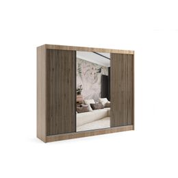 KLEIDERSCHRANK VILAN mit Spiegel - 250 cm - Sonoma Eiche|Eiche Wotan