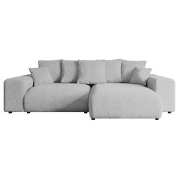 ECKSOFA Ottomane rechts ESKAR-L 266x176x72 Hellgrau Boucl&eacute;