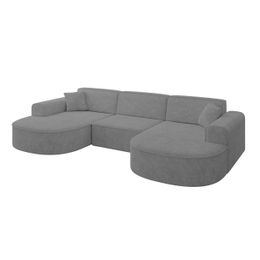 WOHNLANDSCHAFT MARI-U1 - 303x171x79 cm Dunkelgrau Velours