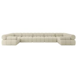 WOHNLANDSCHAFT modulares Sofa Birno-U3 - 475x190x70 cm Beige Boucl&eacute;