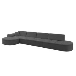 ECKSOFA Ottomane Links TARO-L3 - 413x171x79,5 cm Grau