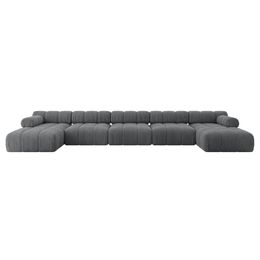 WOHNLANDSCHAFT modulares Sofa Tesso-U3 - 475x160x70 cm Dunkelgrau Cord