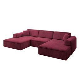 WOHNLANDSCHAFT IREA-U1-v3 - 301x165x77 cm Bordeauxrot