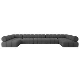 WOHNLANDSCHAFT modulares Sofa Garvo-U3 - 475x190x70 cm Grau Boucl&eacute;