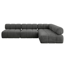 ECKSOFA modulares Sofa Samaro-L2 - 285x190x70 cm Dunkelgrau Velours