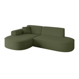 ECKSOFA Ottomane Links MARI-L1 - 243x171x79 cm Gr&uuml;n Boucl&eacute;