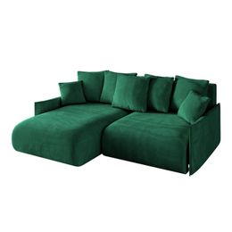 ECKSOFA Ottomane links ONESK-L -v1 216x177x72 Dunkelgr&uuml;n Velours