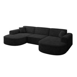 WOHNLANDSCHAFT MARI-U1 - 303x171x79 cm Schwarz Velours