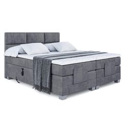 BOXSPRINGBETT elektrisch verstellbar mit 2 Matratzen H4/Taschenfederung PROT EL 140 x 200 Dunkelgrau