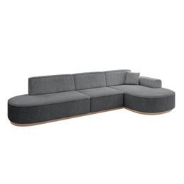 ECKSOFA Ottomane Rechts MARI-L2-v1 - 328x171x83 cm Dunkelgrau Cord