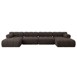 WOHNLANDSCHAFT modulares Sofa Tesso-U2 - 380x160x70 cm Braun Velours
