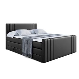 BOXSPRINGBETT IDRIKO-Z KING - 140x200 - H3/H4 - Schwarz Hochglanz
