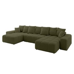 WOHNLANDSCHAFT ENIL-U 401x189x68 Gr&uuml;n Boucl&eacute;