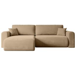 ECKSOFA mit Schlaffunktion und Bettkasten ORRO-L - 272x145x83 cm Beige Velours