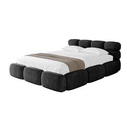 POLSTERBETT mit Bettkasten und Lattenrost, Boxbett ohne Matratze - NOMA 140x200 Schwarz