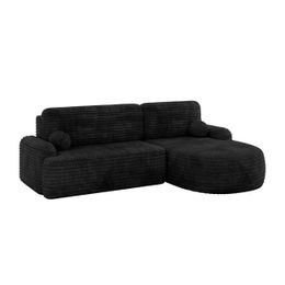 ECKSOFA mit Schlaffunktion und Bettkasten LIRA-L - 264x172x89 Schwarz