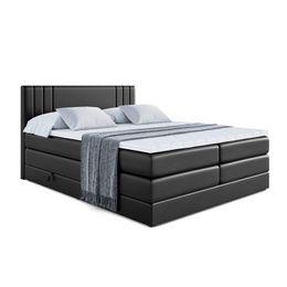 BOXSPRINGBETT IDRIKO KING - 180x200 - H3/H4 - Schwarz Hochglanz