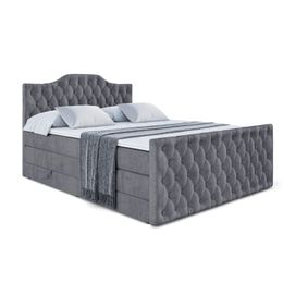 BOXSPRINGBETT VILA-1-Z KING - 200x200 - H3/H4 - Dunkelgrau