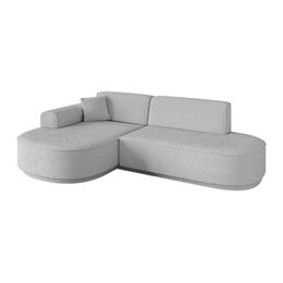 ECKSOFA Ottomane Links MARI-L1-v3 - 243x171x83 cm Hellgrau Boucl&eacute;