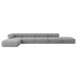 ECKSOFA modulares Sofa Kerru-L3 - 475x190x70 cm Hellgrau Velours