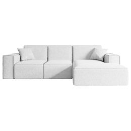ECKSOFA Ottomane Rechts SERRA-L - 266x169x80 cm Wei&szlig; Boucl&eacute;