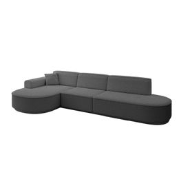 ECKSOFA Ottomane Links MARI-L2-v3 - 328x171x83 cm Grau Boucl&eacute;
