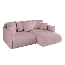 ECKSOFA Ottomane rechts ONESK-L 216x177x72 Rosa Cord