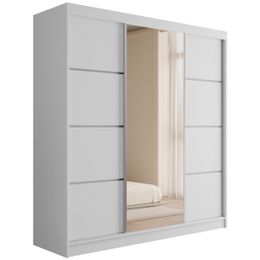 KLEIDERSCHRANK mit Spiegel V2-LOFTIA 215x200 cm Wei&szlig;