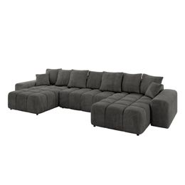 WOHNLANDSCHAFT ENIL-U 401x189x68 Dunkelgrau Velours