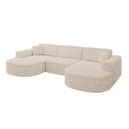 WOHNLANDSCHAFT MARI-U1 - 303x171x79 cm Beige Velours