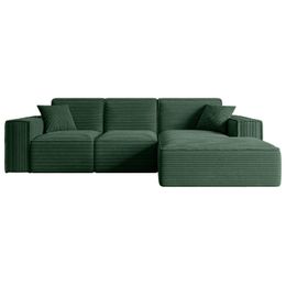 ECKSOFA Ottomane Rechts SERRA-L - 266x169x80 cm Gr&uuml;n Cord