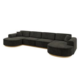 WOHNLANDSCHAFT MARI-U2-v2 - 388x171x83 cm Schwarz Velours