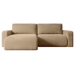 ECKSOFA mit Schlaffunktion und Bettkasten KLEEA-L - 247x143x83 cm Beige Velours