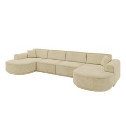 WOHNLANDSCHAFT MARI-U2-v3 - 388x171x83 cm Beige Velours